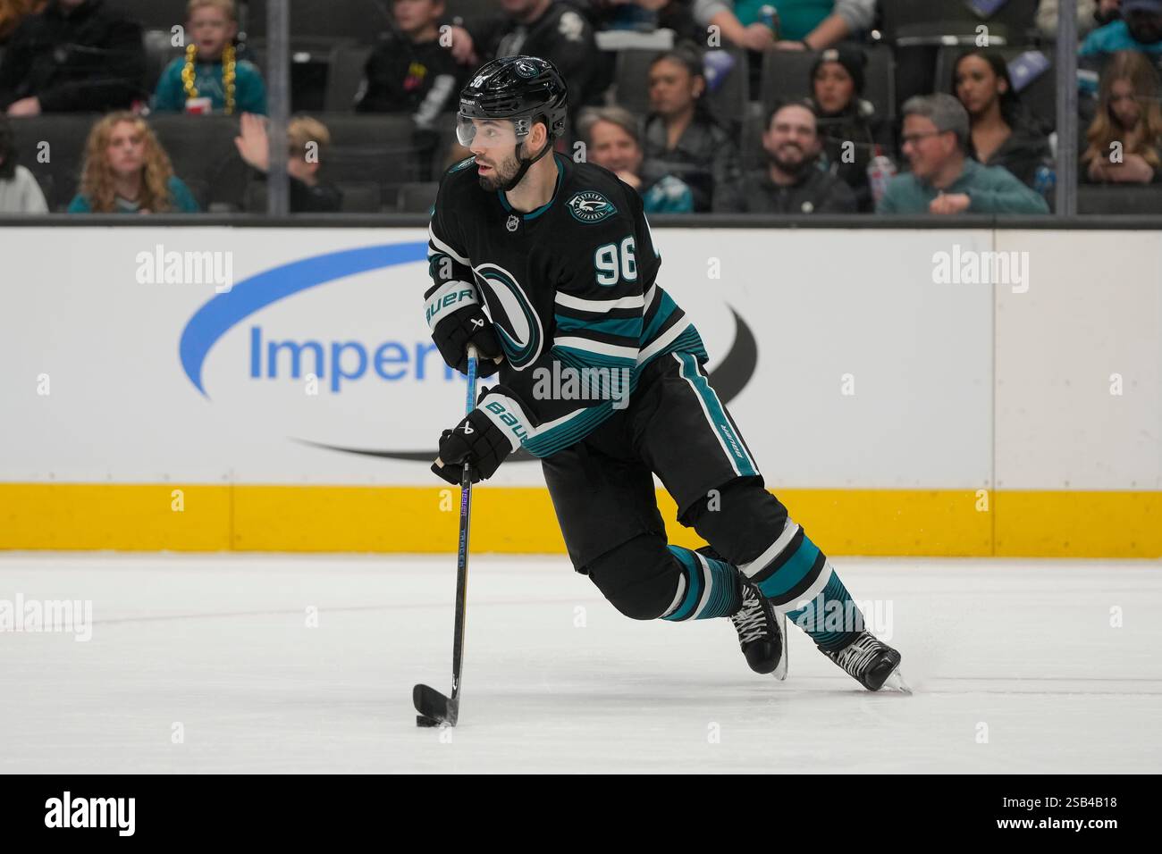 San Jose Sharks defenseman Jake Walman (96) during an NHL hockey game ...