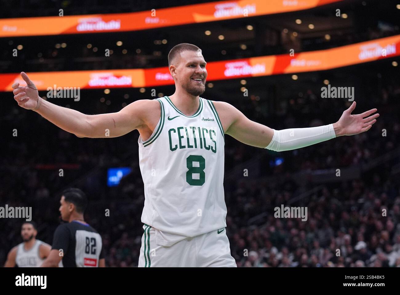 Boston Celtics center Kristaps Porzingis (8) during an NBA basketball ...