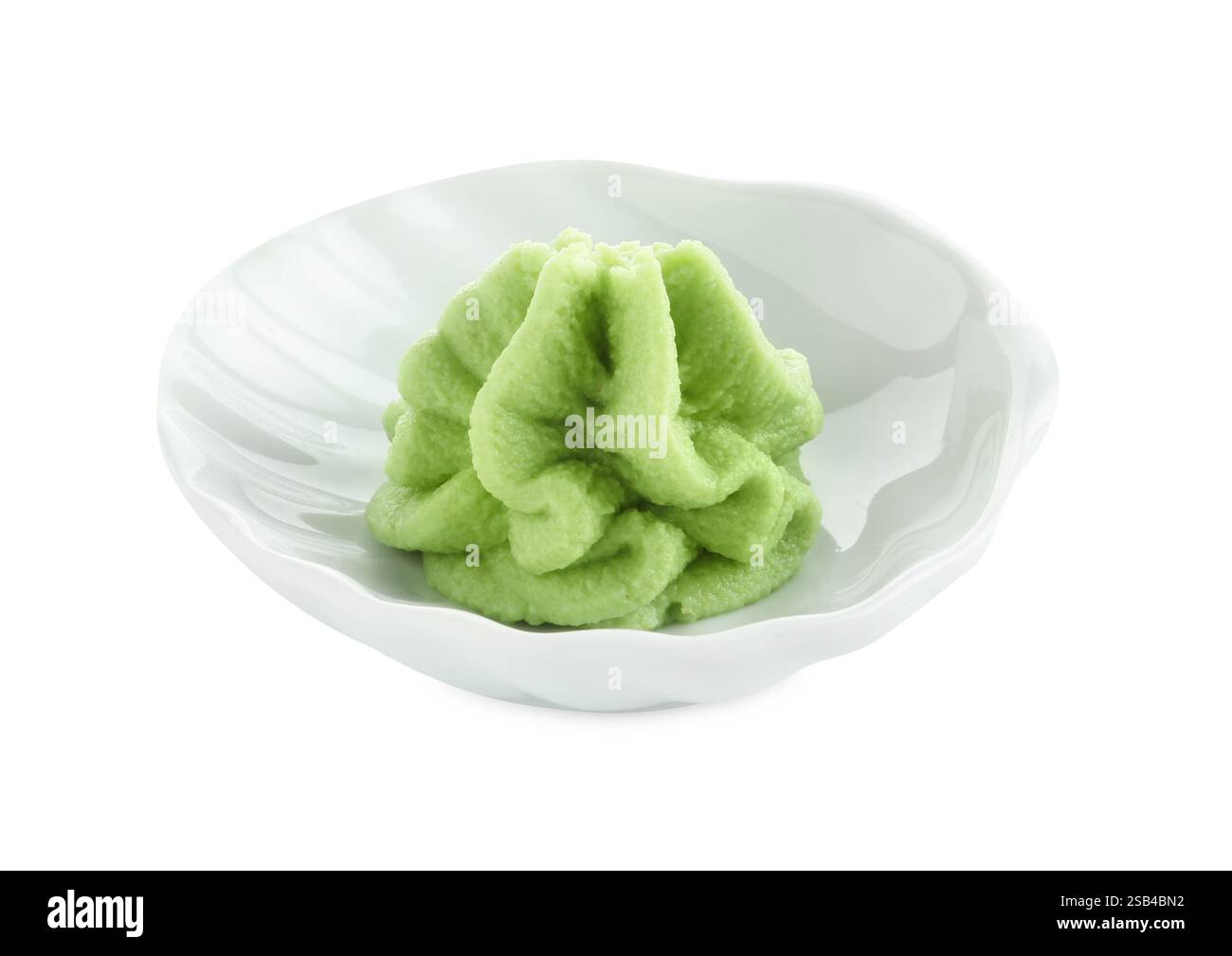 Hot wasabi paste in bowl isolated on white Stock Photo - Alamy