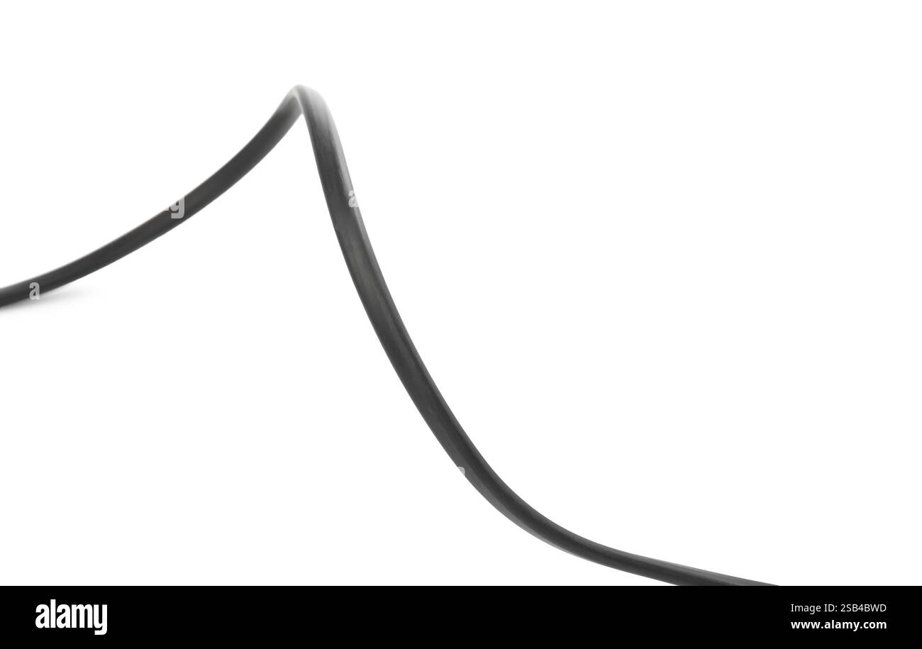 One black electrical wire isolated on white Stock Photo - Alamy