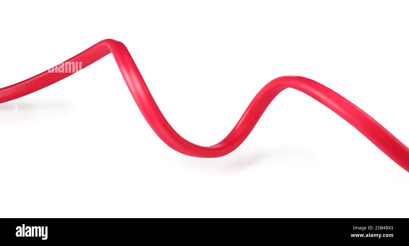 One red electrical wire isolated on white Stock Photo - Alamy