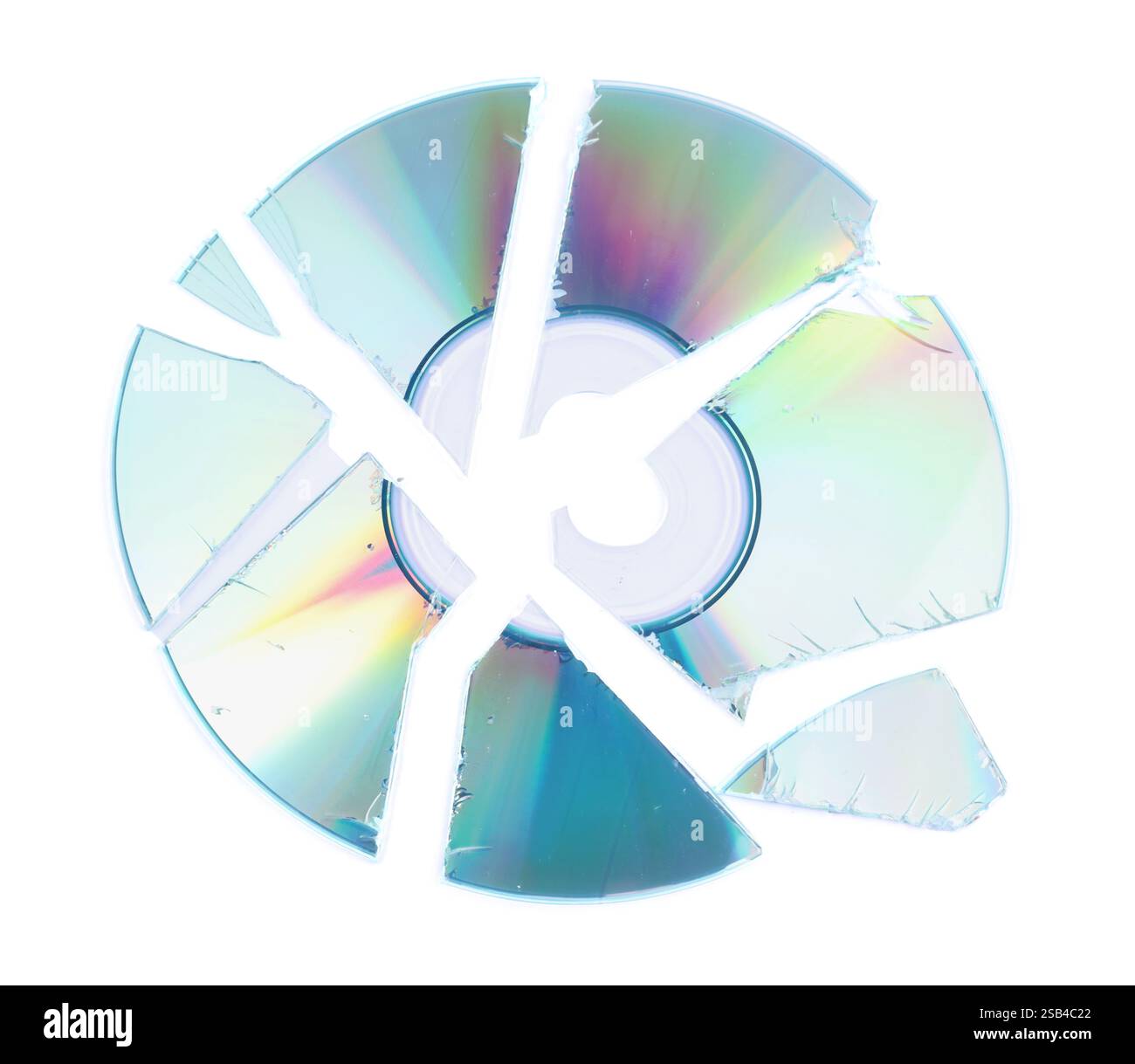 Broken compact disc isolated on white, top view Stock Photo - Alamy