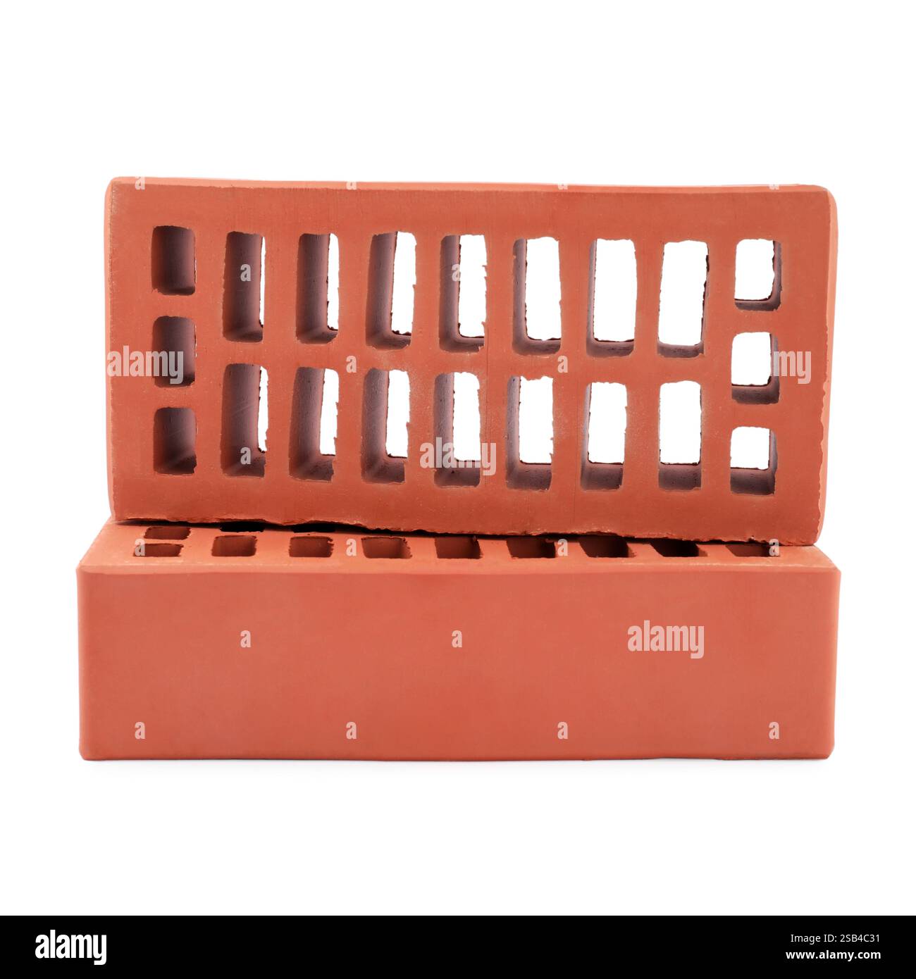 Red bricks isolated on white. Construction material Stock Photo - Alamy
