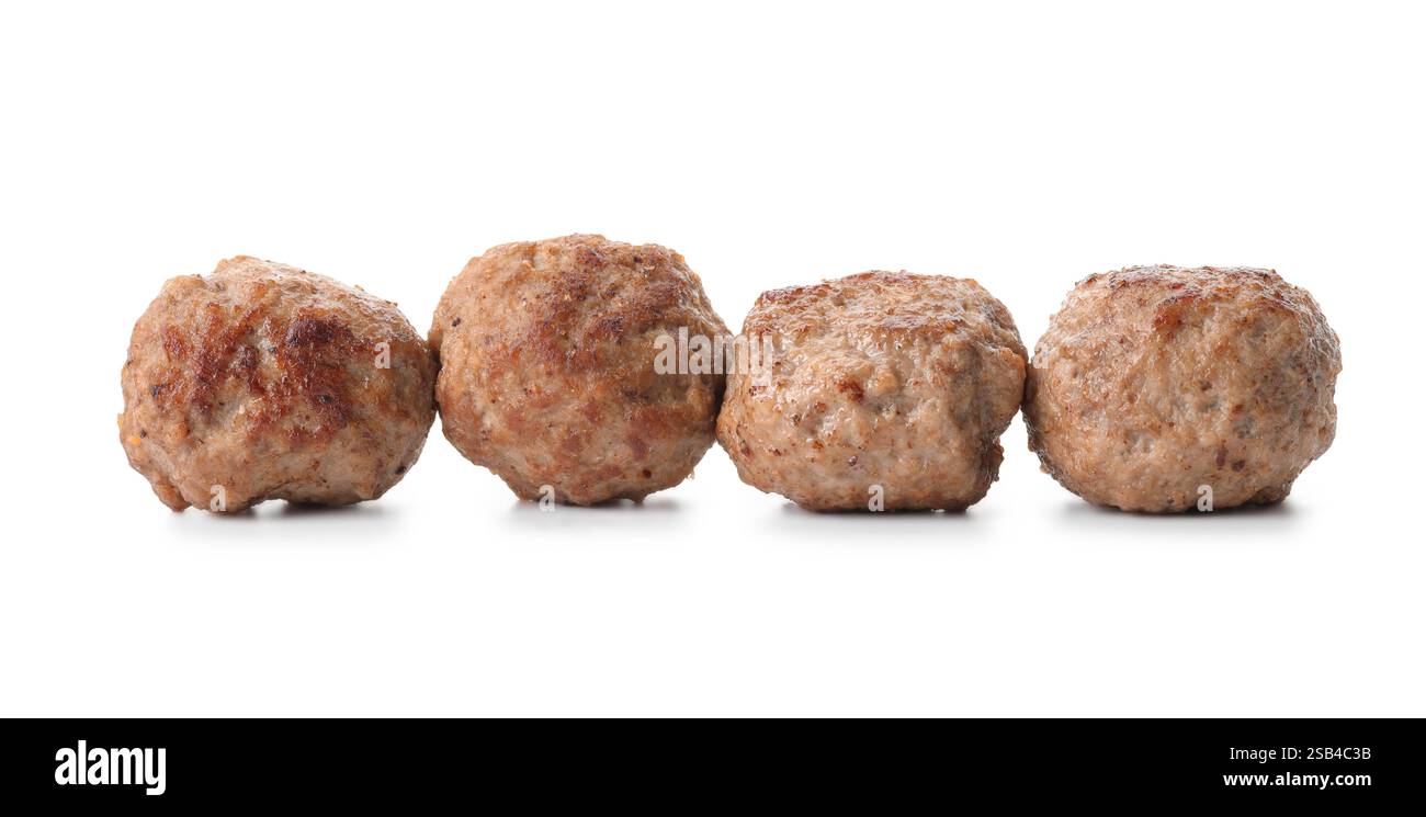Group of tasty cooked meatballs isolated on white Stock Photo - Alamy
