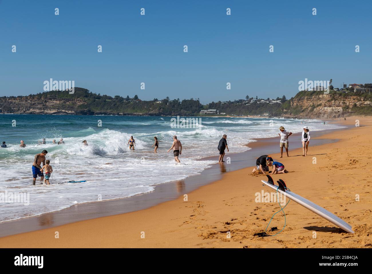 Mona Vale Beach,Sydney,Australia. People enjoy a summers day having fun ...