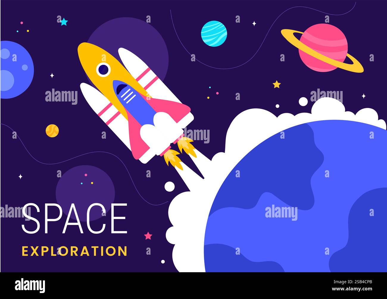 Space Exploration Vector Illustration featuring an Astronaut Floating ...
