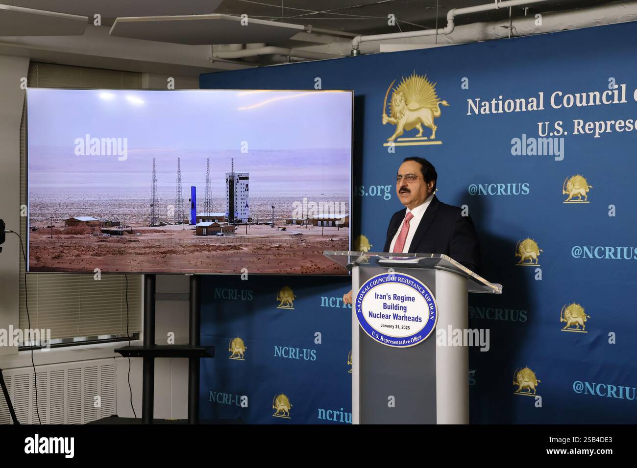 Alireza Jafarzadeh, the Deputy Director of NCRI-US, shows the Launchpad ...
