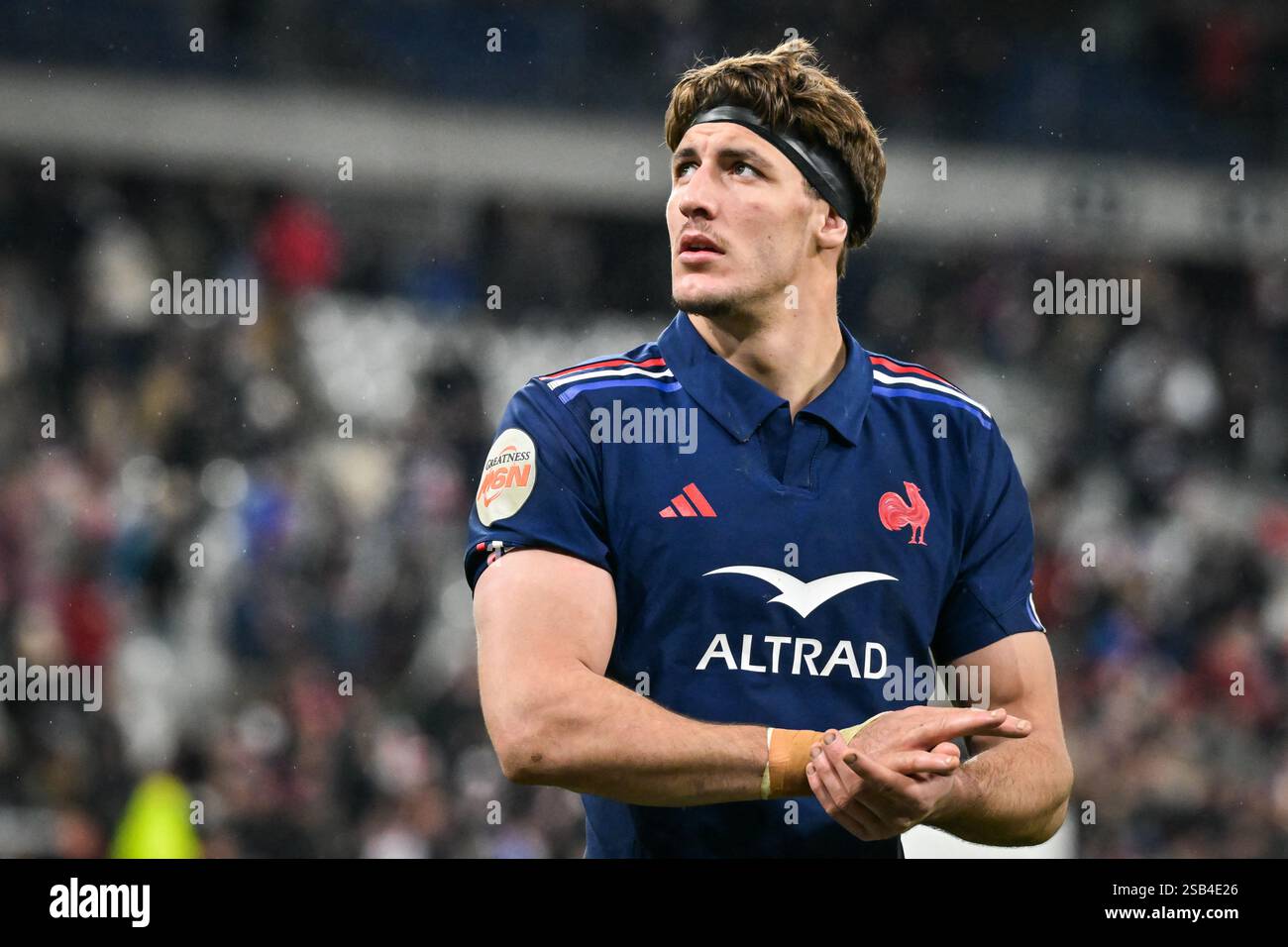 French Fly Half Oscar Jegou cheers fans at the end of the Six Nations ...