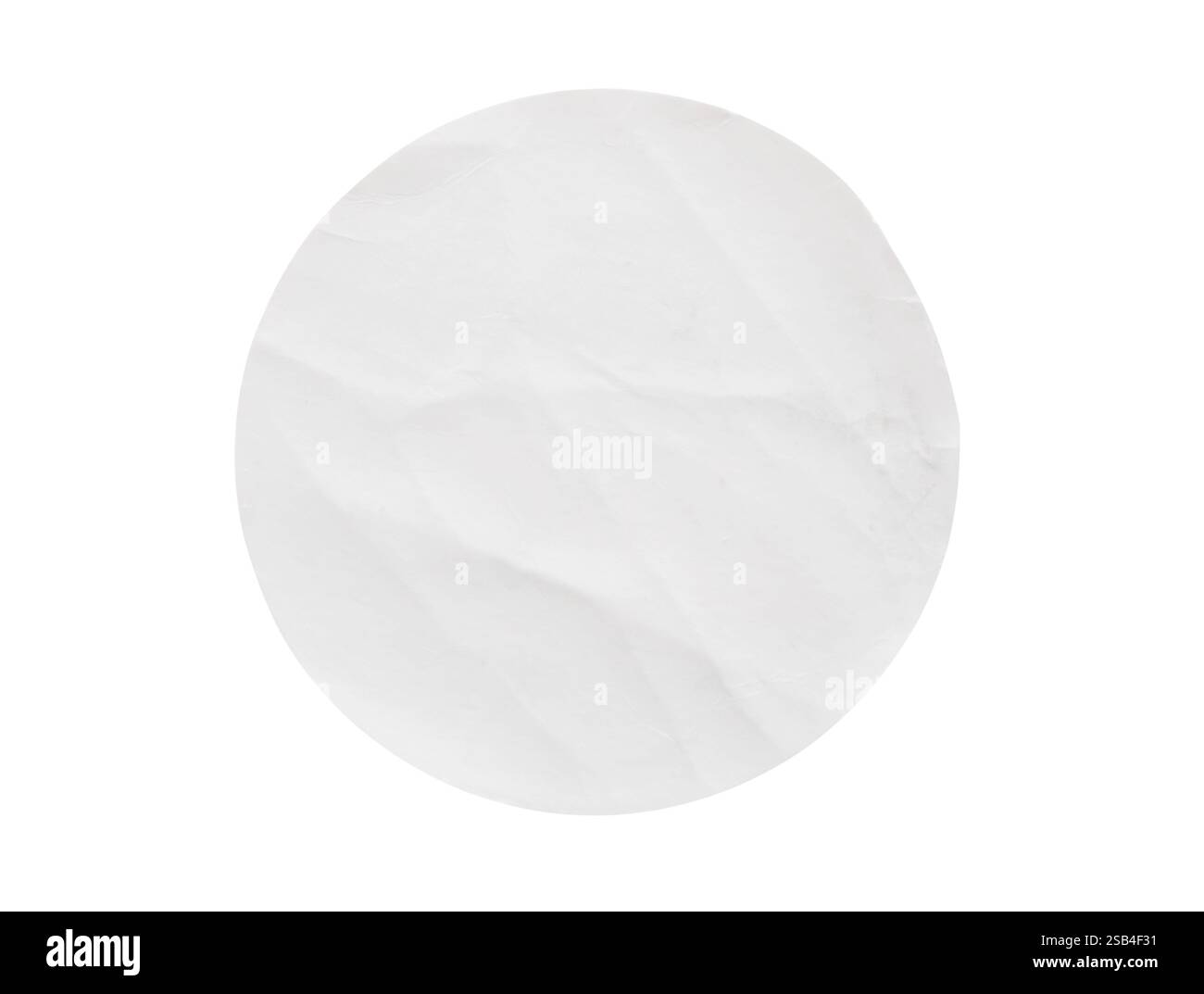 Blank white round paper sticker label isolated on white background ...