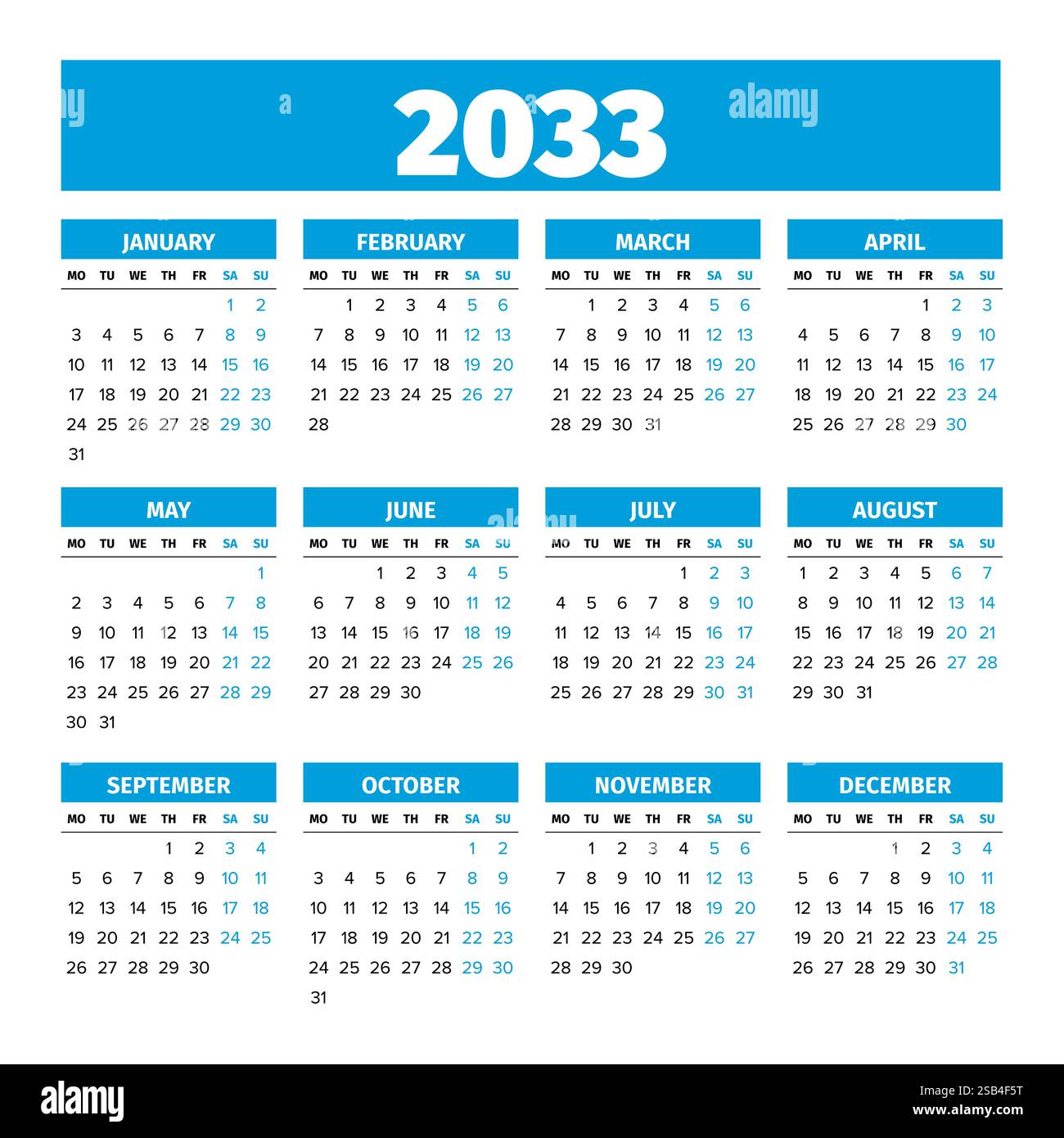 Calendar 2033 hi-res stock photography and images - Alamy