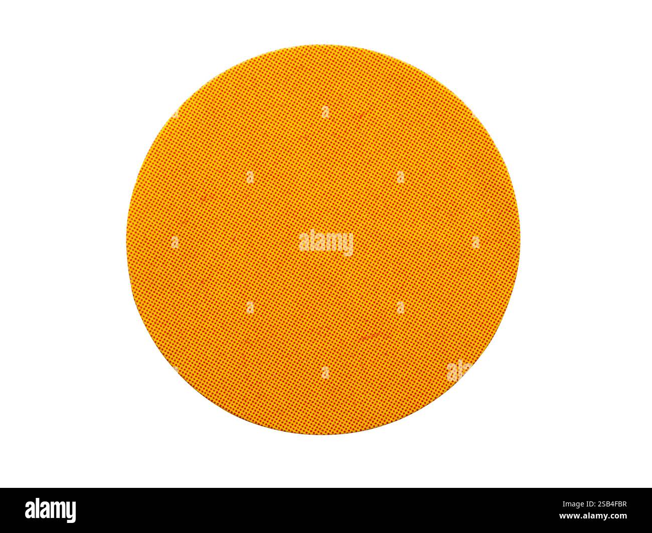 Blank orange round adhesive paper sticker label isolated on white ...