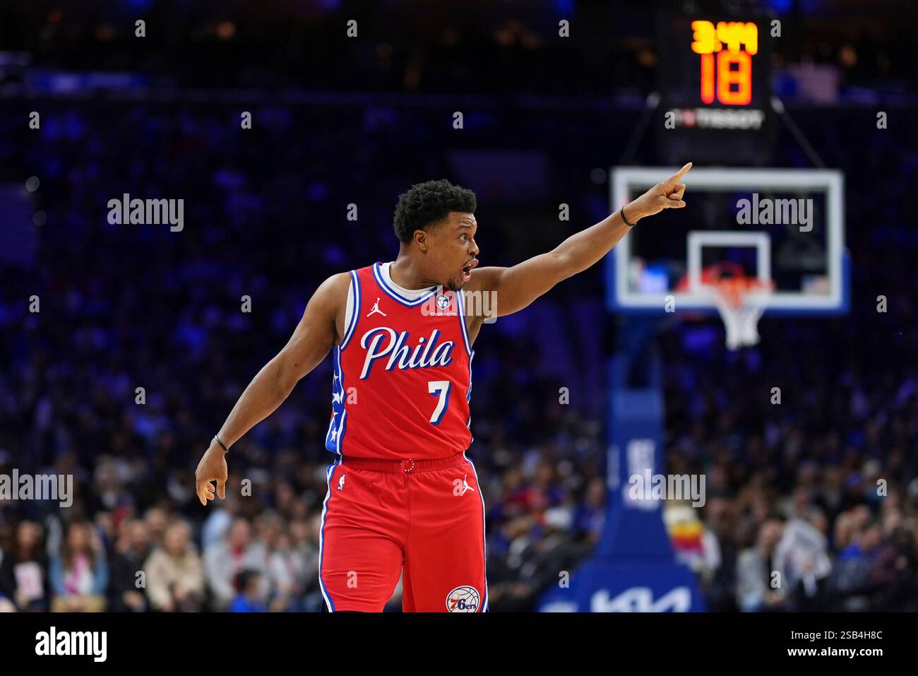 Philadelphia 76ers' Kyle Lowry reacts during an NBA basketball game ...