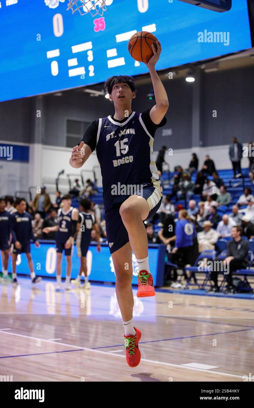 RANCHO SANTA MARGARITA, CA - JANUARY 24: St. John Bosco center Howie Wu ...