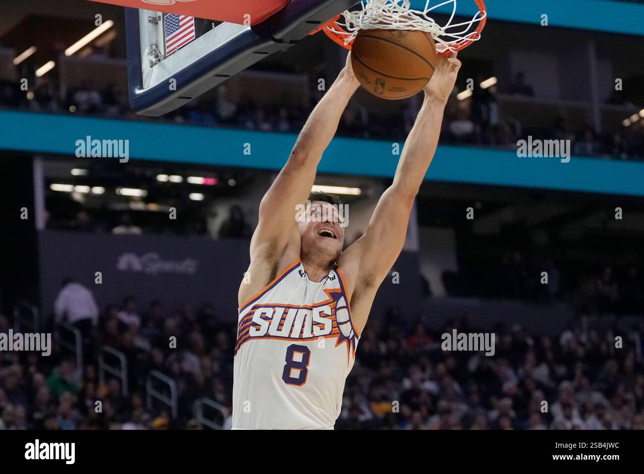 Phoenix Suns guard Grayson Allen (8) dunks against the Golden State ...