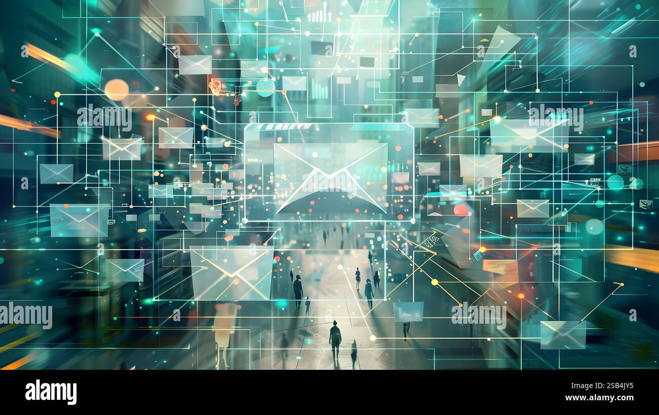 This visually captivating image depicts an interpretation of an email ...