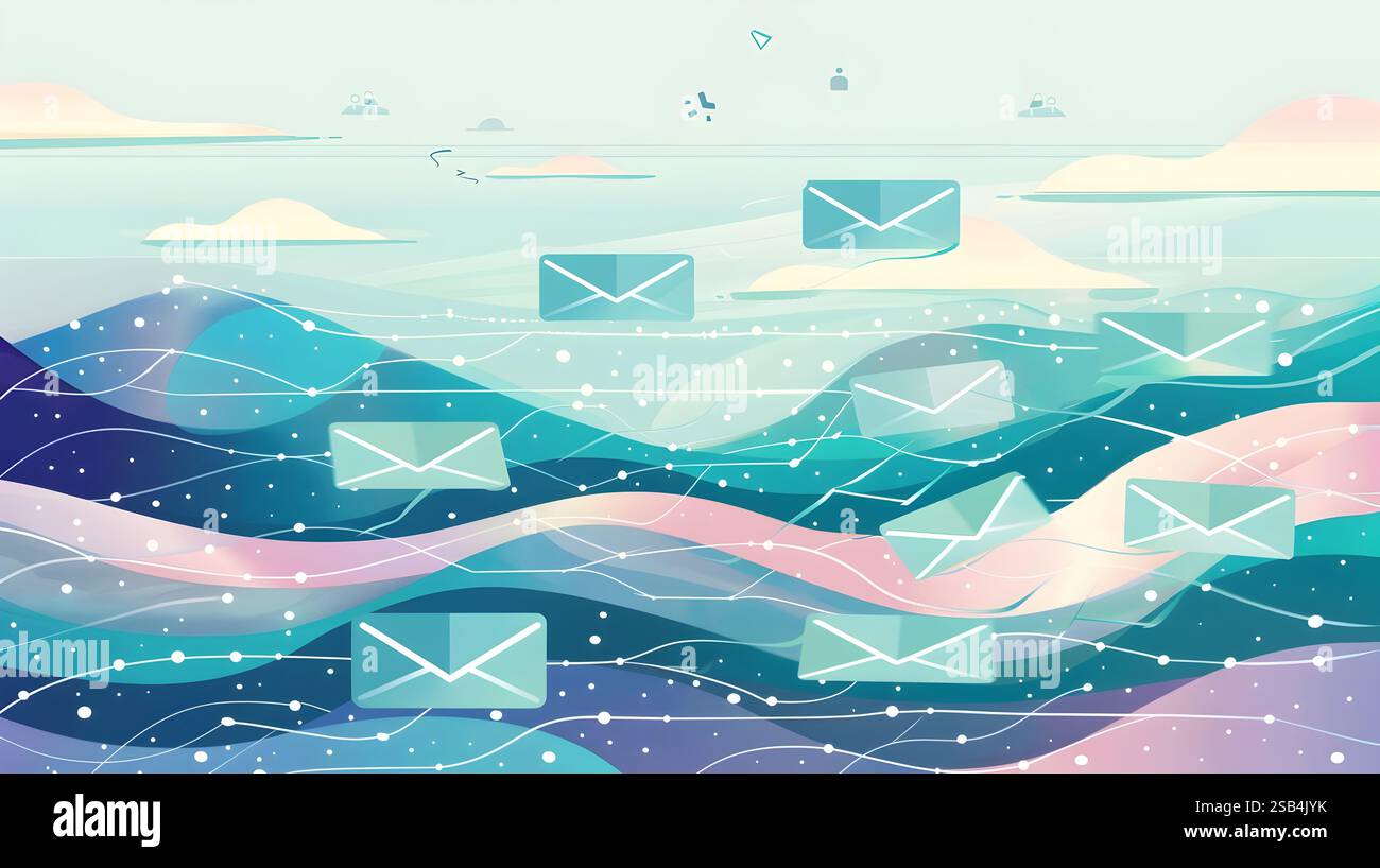 This abstract concept art depicts email marketing strategy and ...
