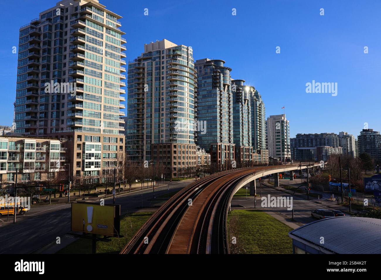 The Translink SkyTrain track leading east towards Main Street Station ...