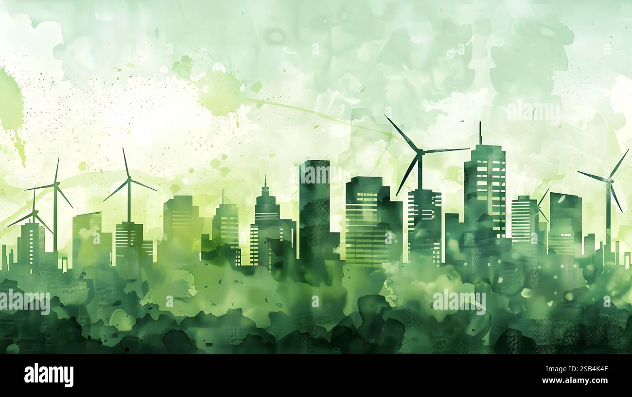 This showcases a high-tech green city with smart energy grids, brought ...