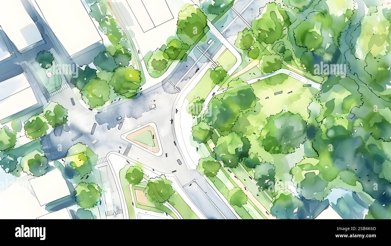 This beautiful showcases an aerial view of a city's interconnected ...