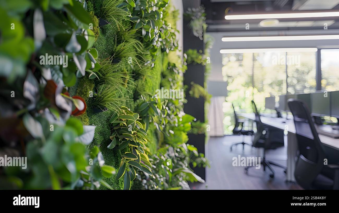 This digital office embodies sustainability, combining lush green ...