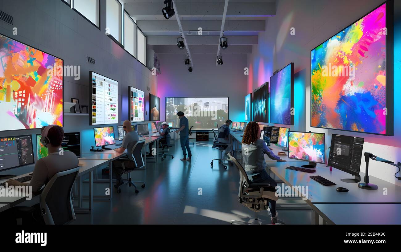This digital art studio boasts a luminous and inspiring atmosphere ...