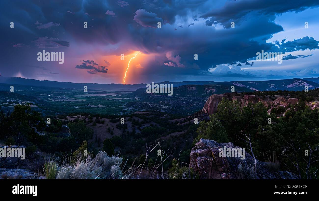 A breathtaking view of a powerful lightning strike, illuminating the ...
