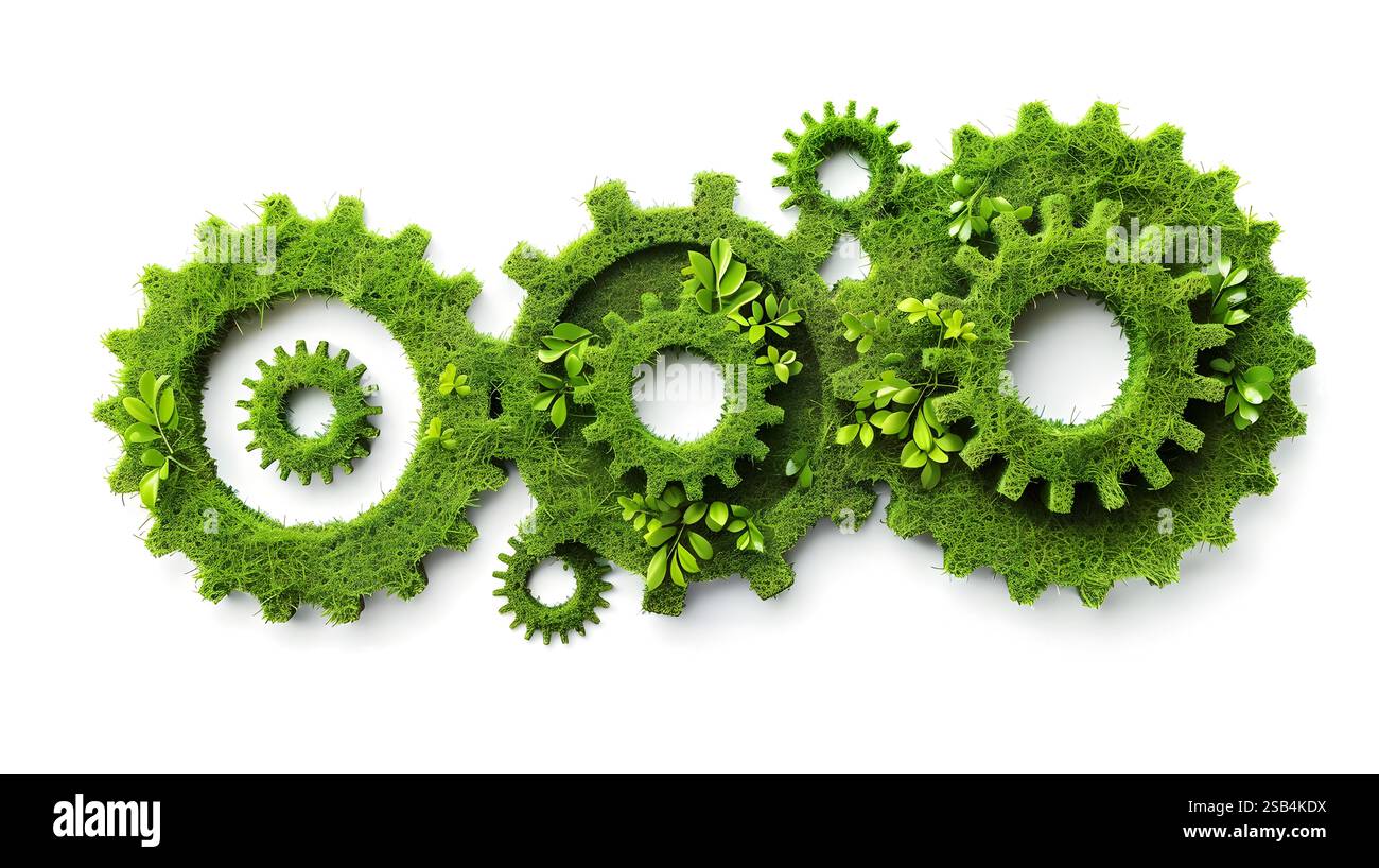 This detailed image showcases a unique concept of interconnected green ...