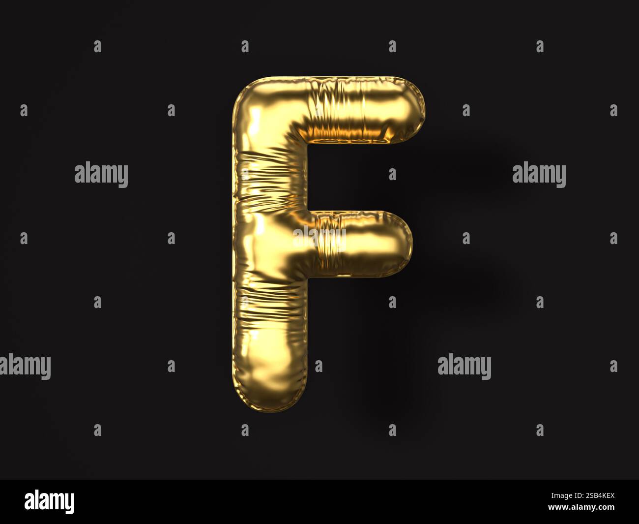 Gold balloon letter F on a black background. 3d illustration Stock ...