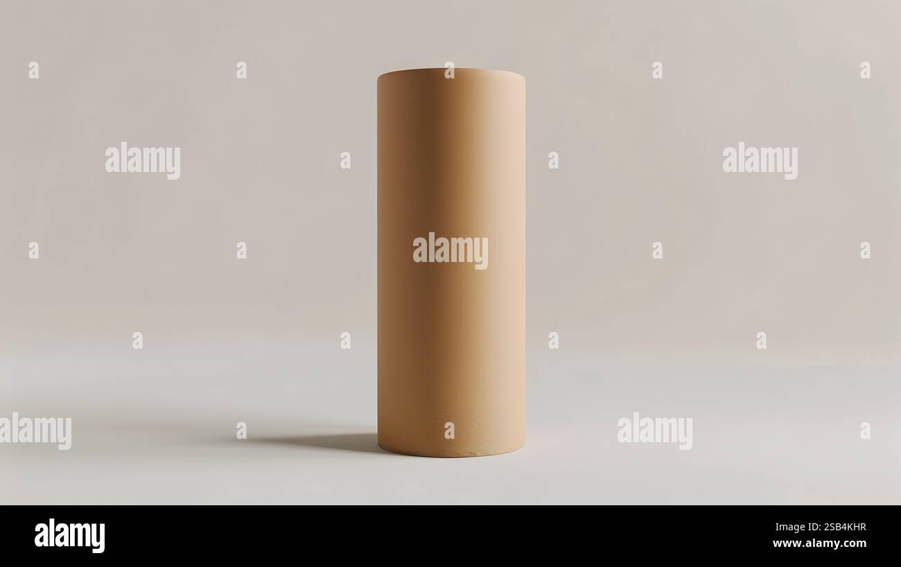 A smooth, minimalist clay cylinder stands upright, showcasing the ... A smooth, minimalist clay cylinder stands upright, showcasing the ...