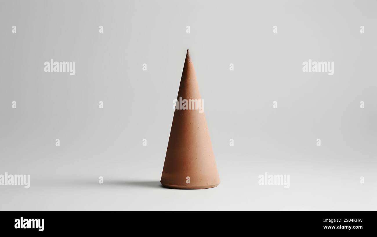 A 3D-modeled clay cone, pure and simple in design, stands tall on a ...