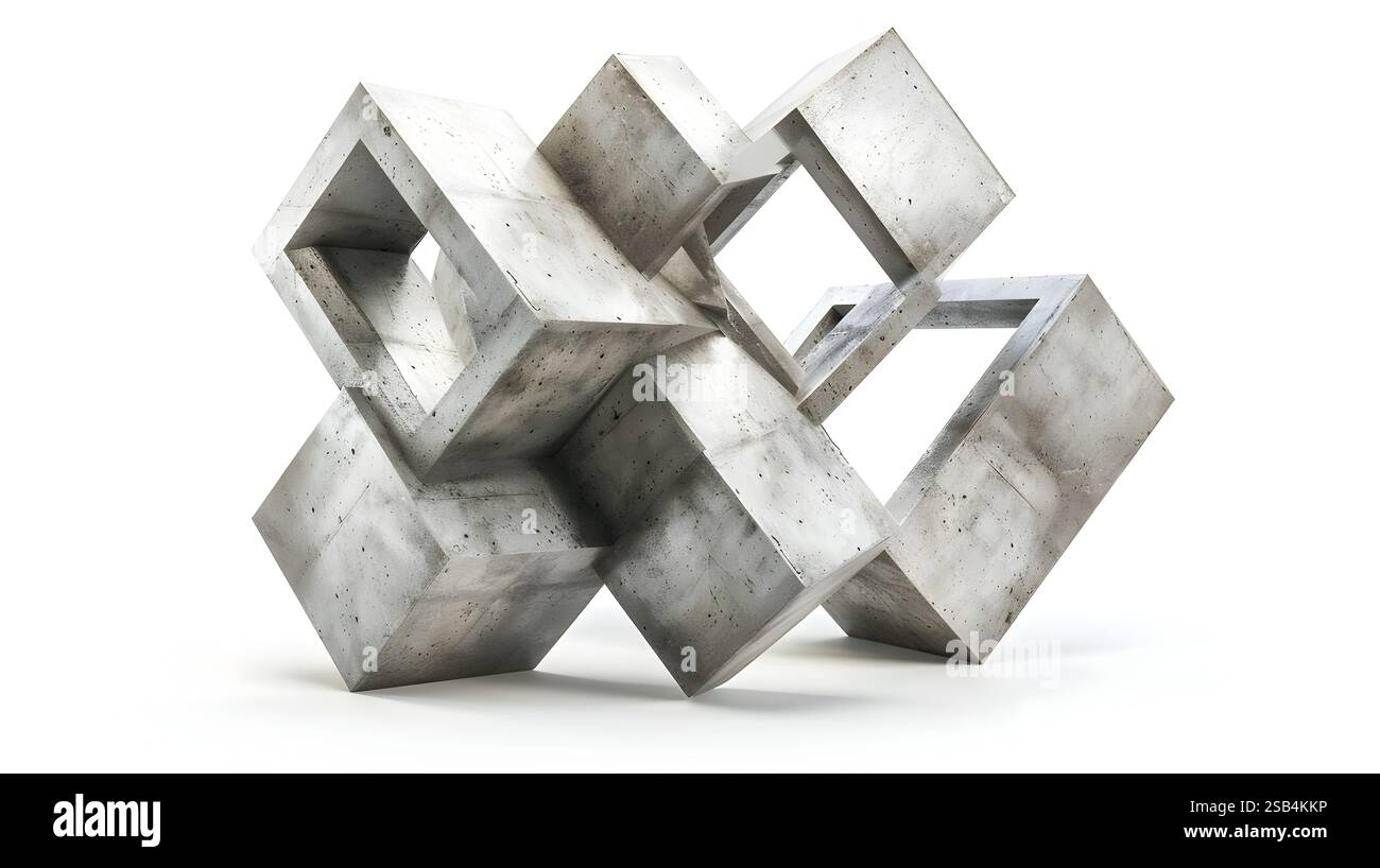 This ultra-modern 3D sculpture showcases a series of interlocking cubes ...