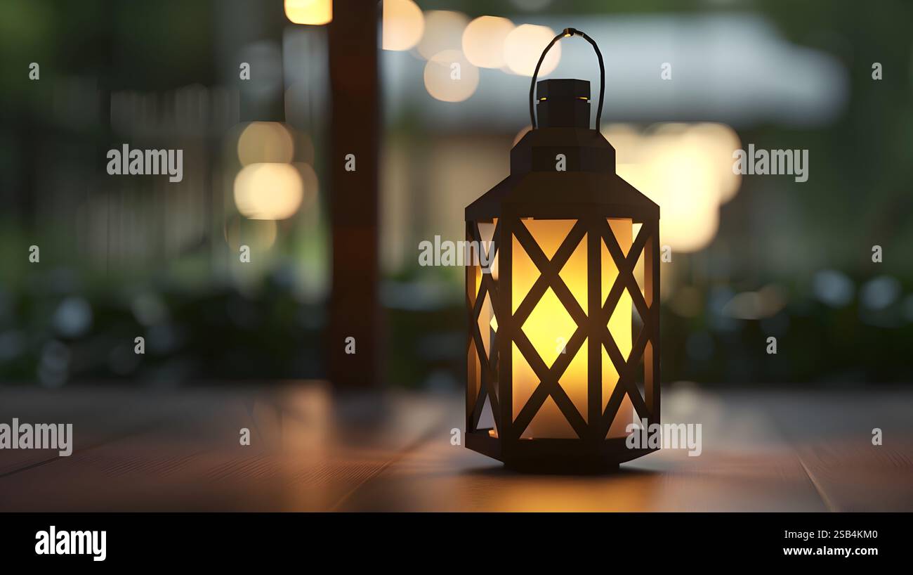 This image depicts a striking 3D model of a simple,geometric lantern ...