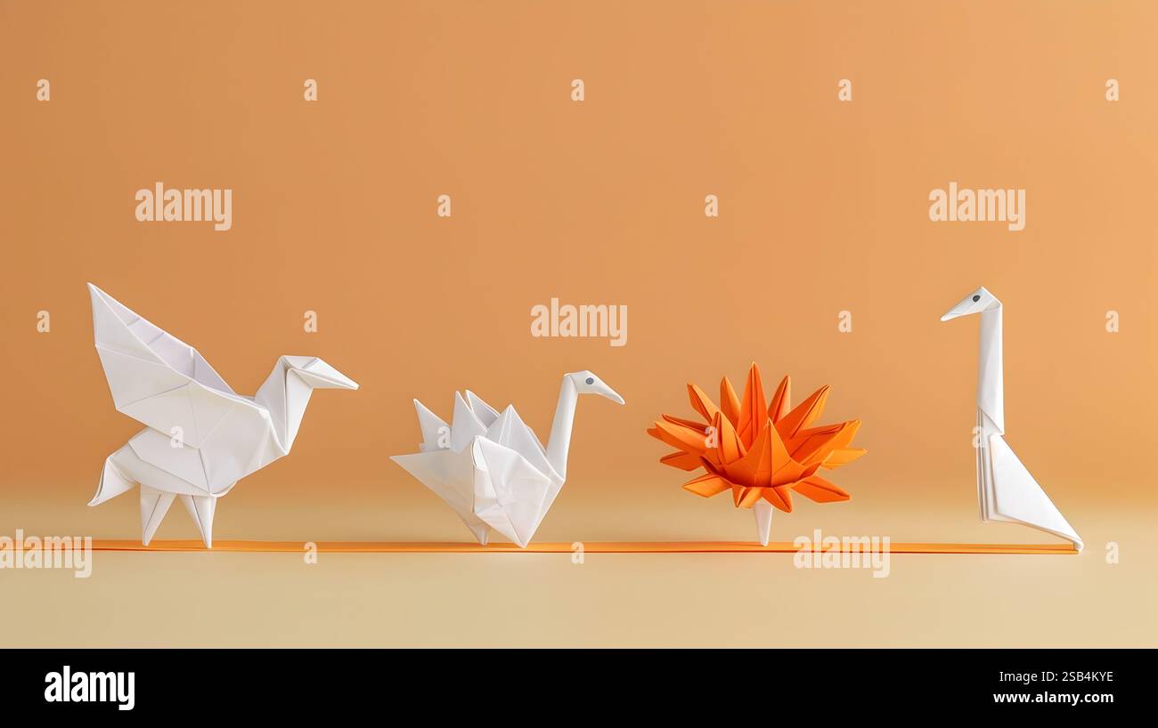 This conceptual scene illustrates the evolution of paper into intricate ...