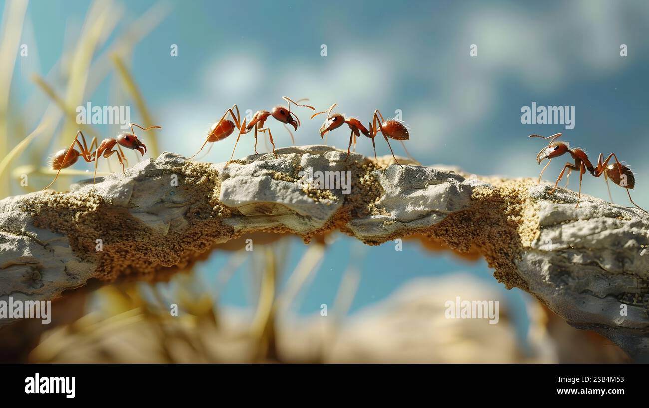 This captivating image showcases a detailed scene of ants working ...