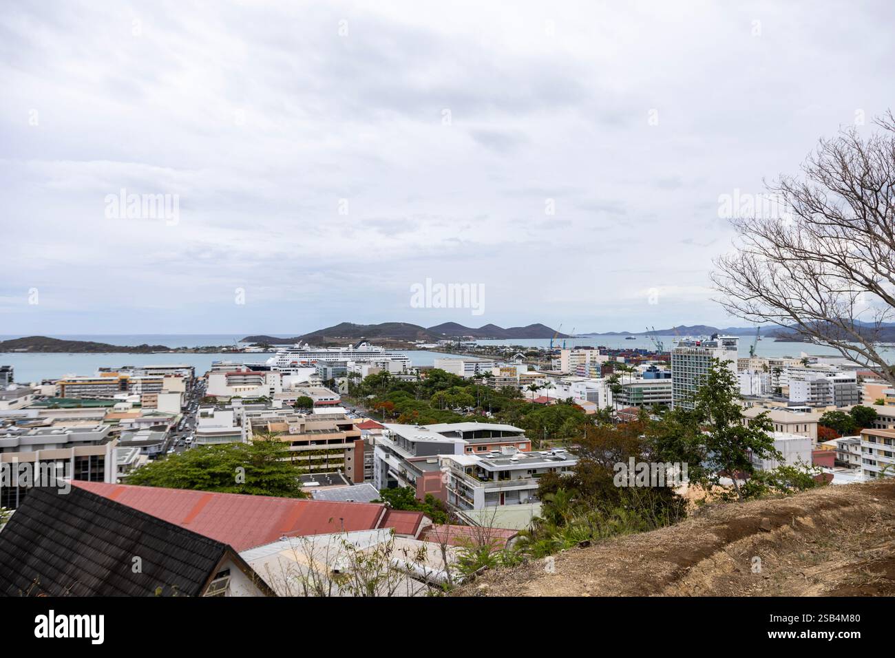 Panoramic view of the city of Noumea seen from the city scenic lookout ...