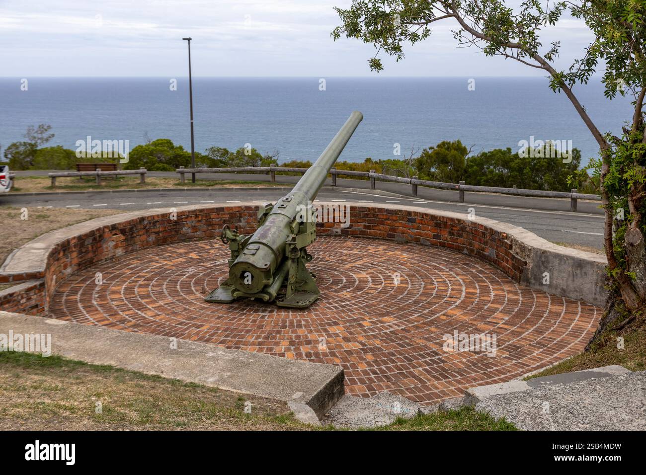 View of the WWII guns that stand sentinel at the summit of the historic ...