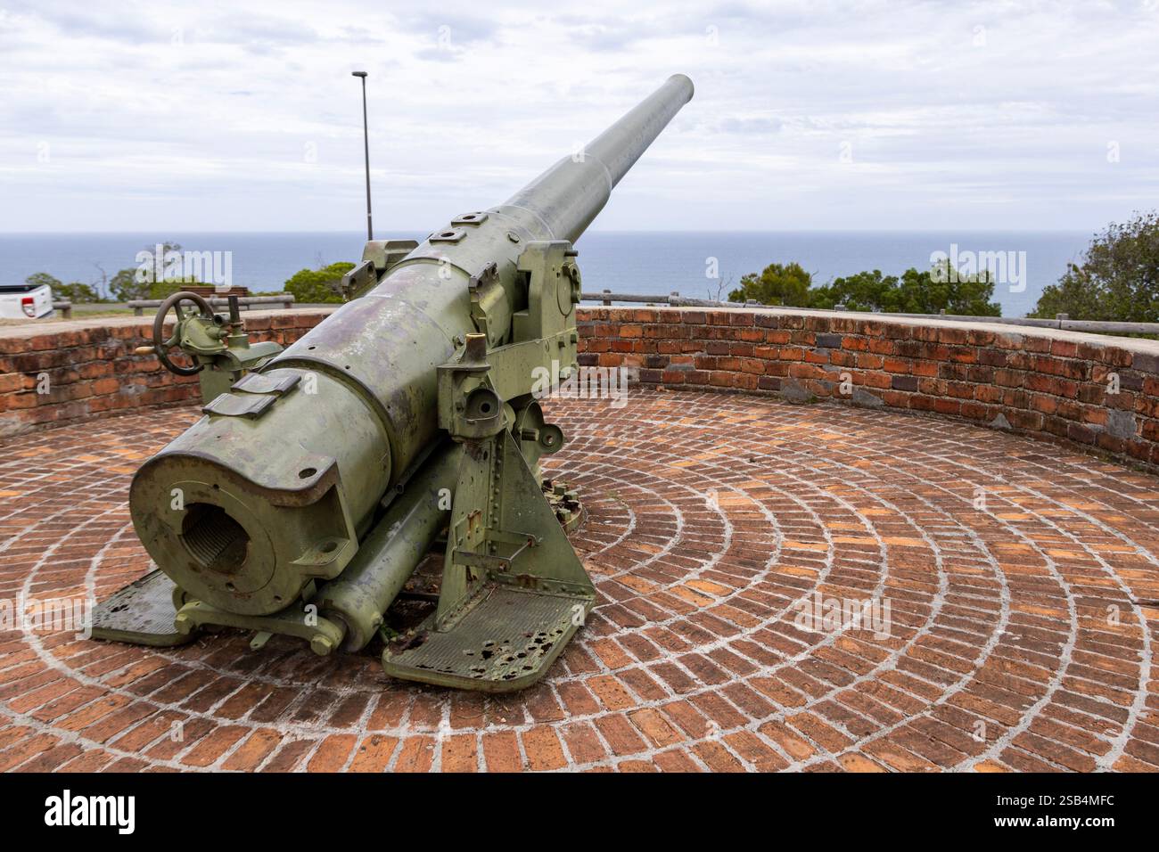 View of the WWII guns that stand sentinel at the summit of the historic ...