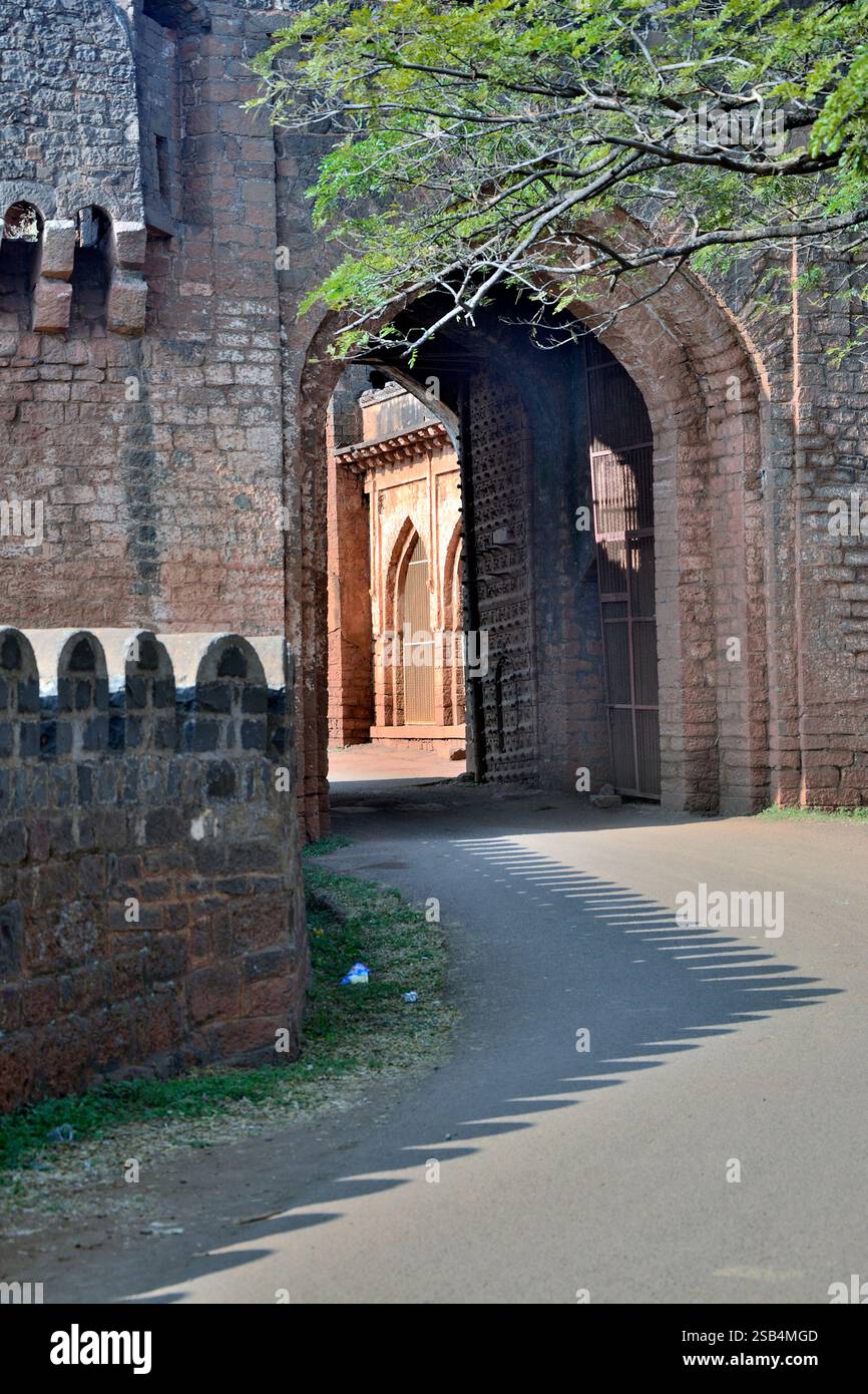 Fortification wall of the Bidar fort, built by Sultan Alla-Ud-Din ...