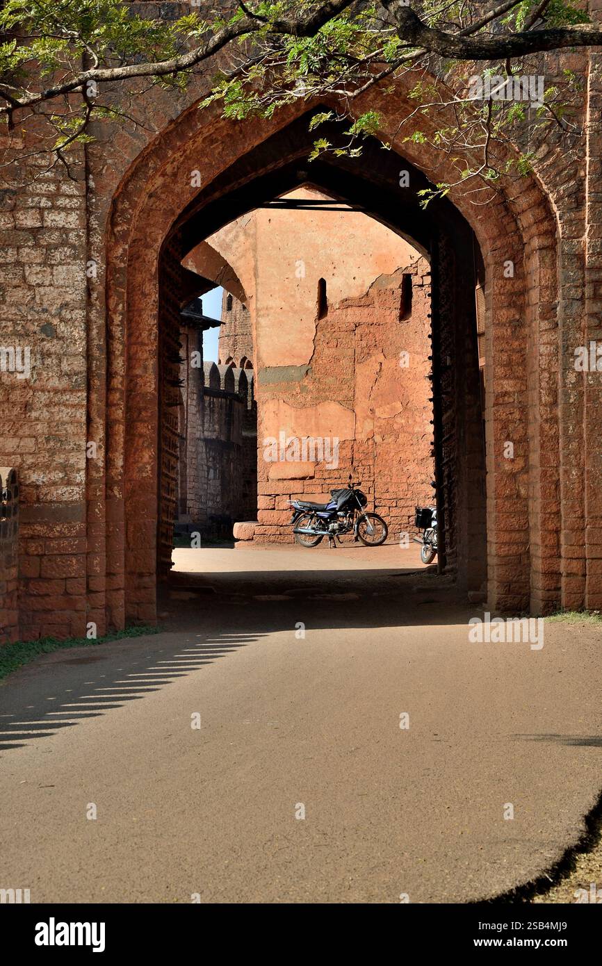 Fortification wall of the Bidar fort, built by Sultan Alla-Ud-Din ...