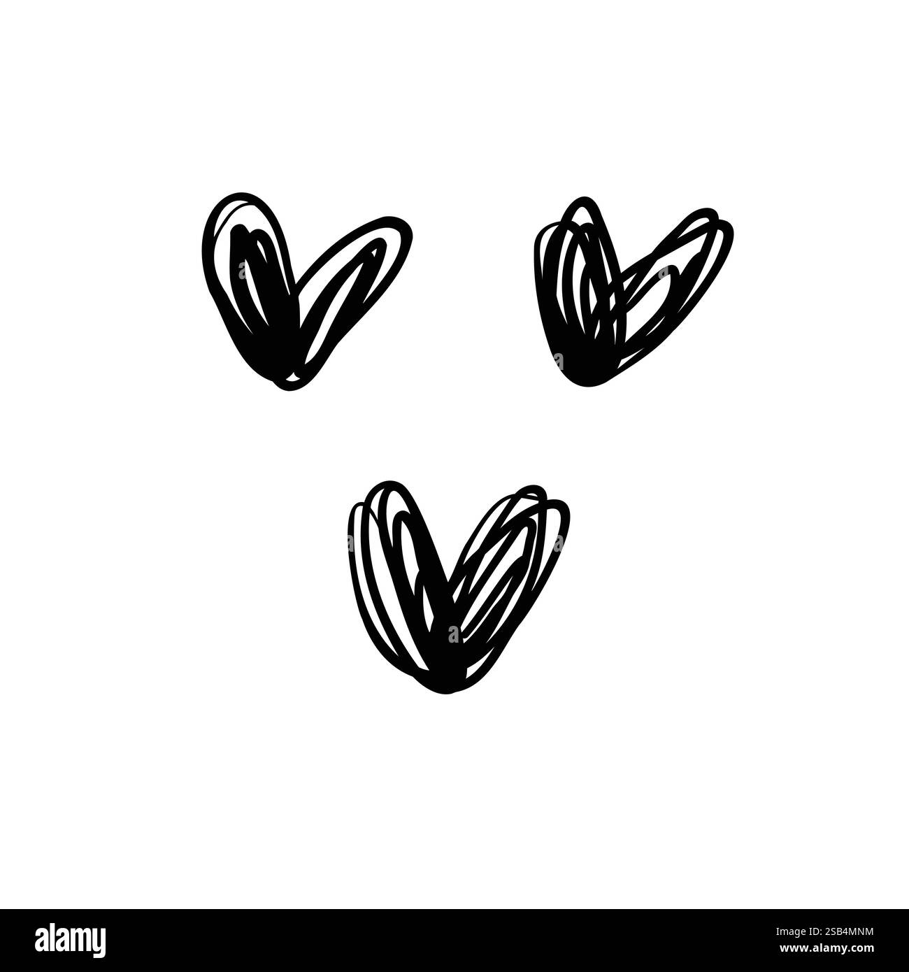 Set Of Hand Drawn Heart Doodles On White Background Stock Vector Image ...