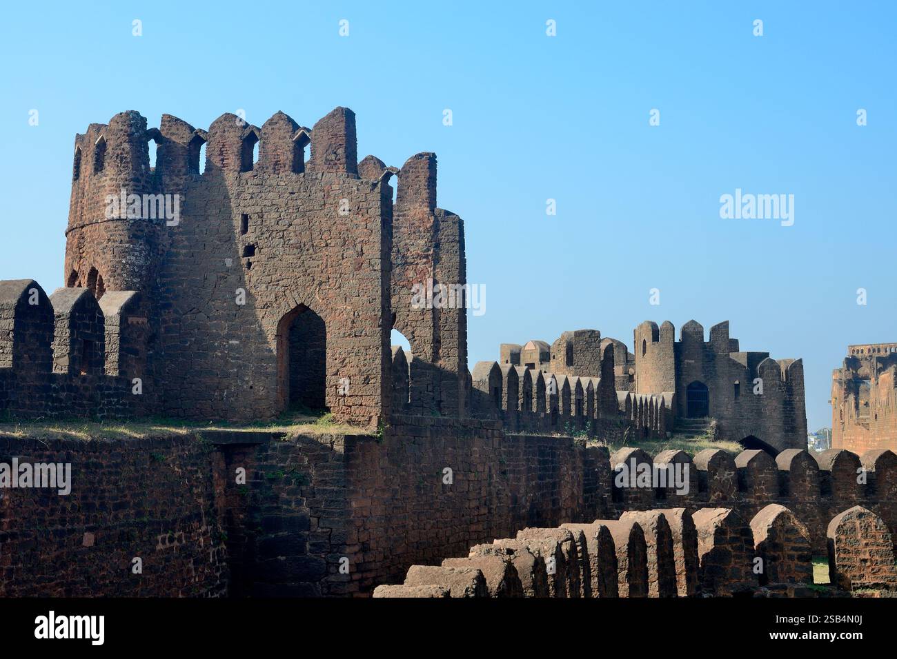 Fortification wall of the Bidar fort, built by Sultan Alla-Ud-Din ...