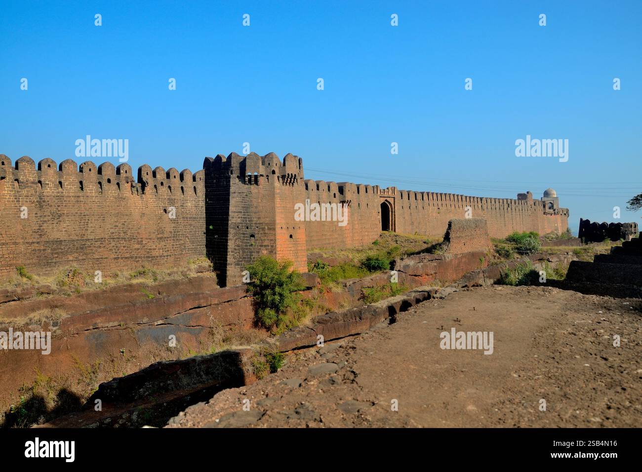 Fortification wall of the Bidar fort, built by Sultan Alla-Ud-Din ...
