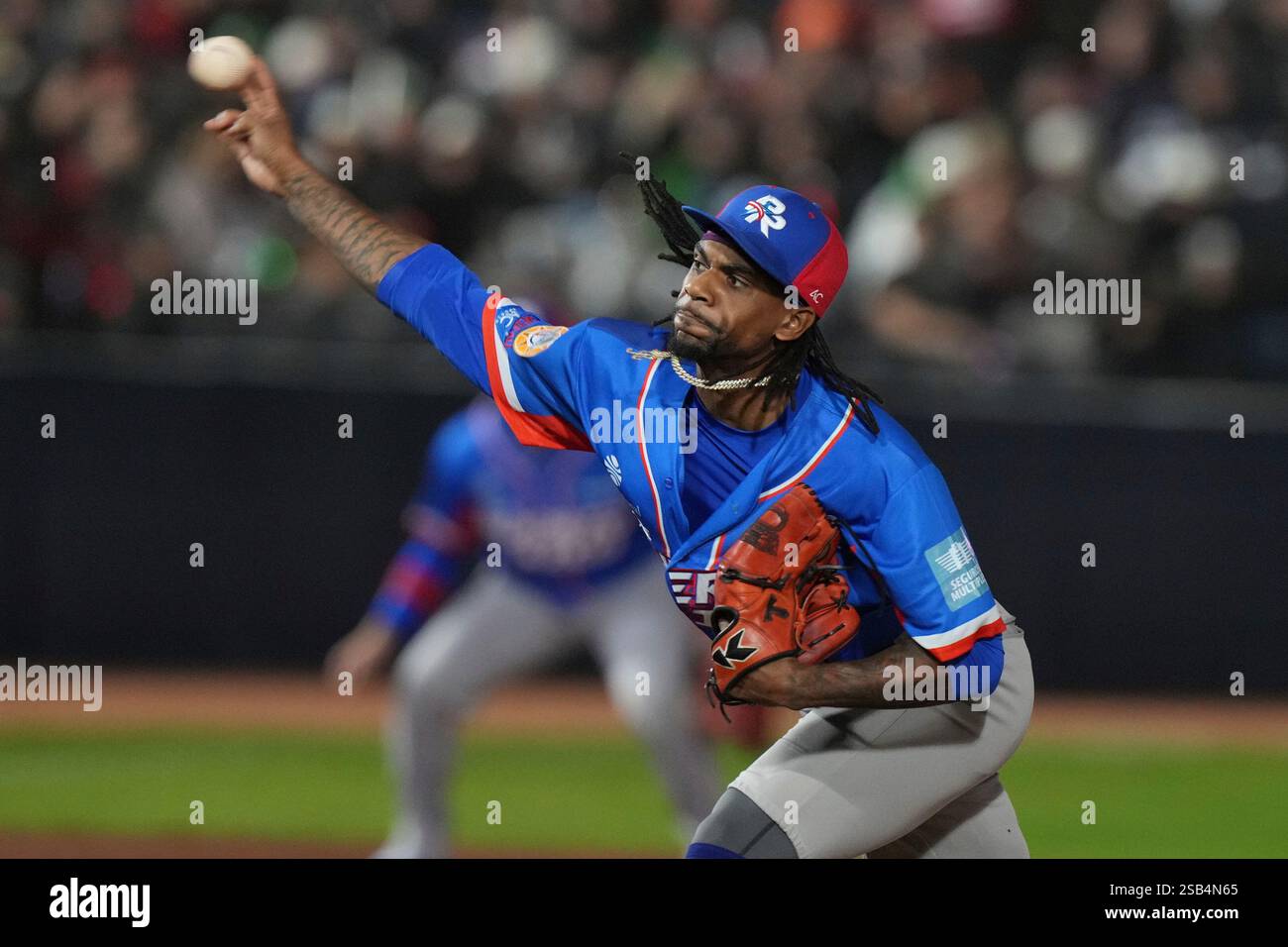 Puerto Rico's pitcher Ronny Williams throws against Mexico in the first ...