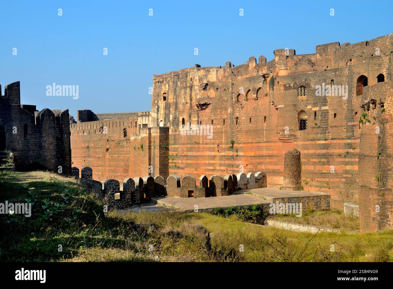 Fortification wall of the Bidar fort, built by Sultan Alla-Ud-Din ...