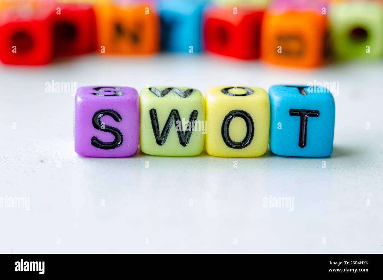 SWOT text on colorful plastic beads representing Strengths, Weaknesses ...