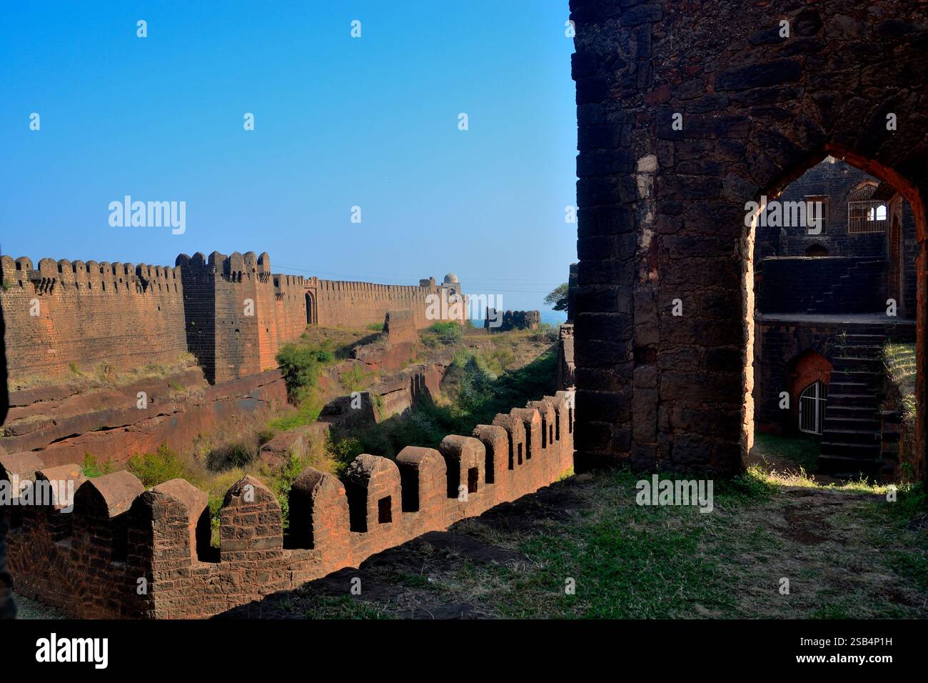 Fortification wall of the Bidar fort, built by Sultan Alla-Ud-Din ...