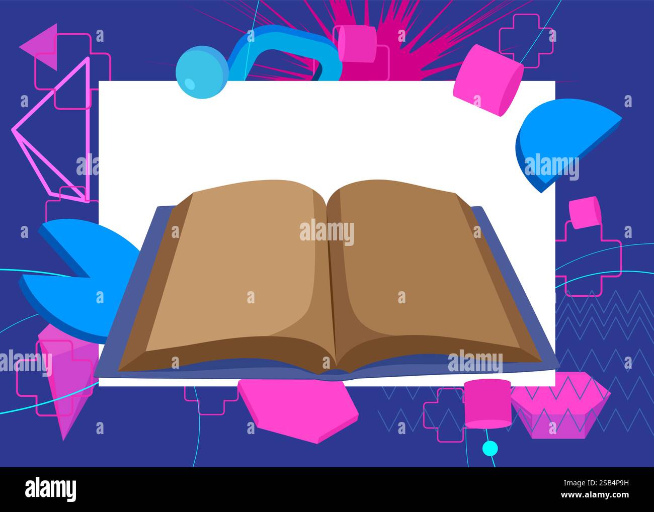 Book geometrical graphic retro theme background. Minimal geometric ...