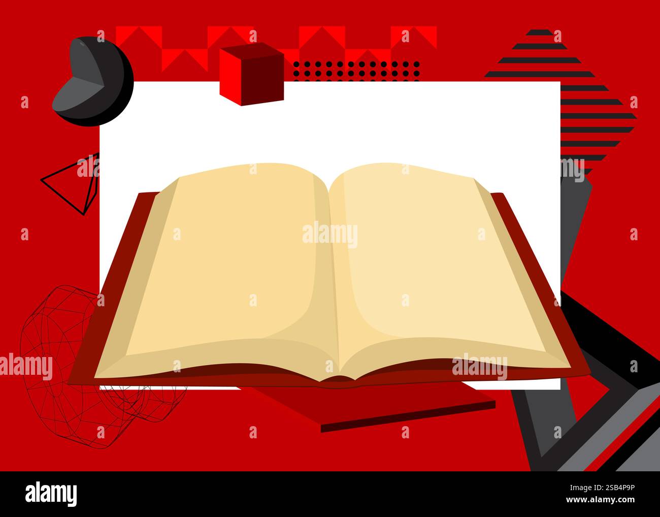 Book geometrical graphic retro theme background. Minimal geometric ...