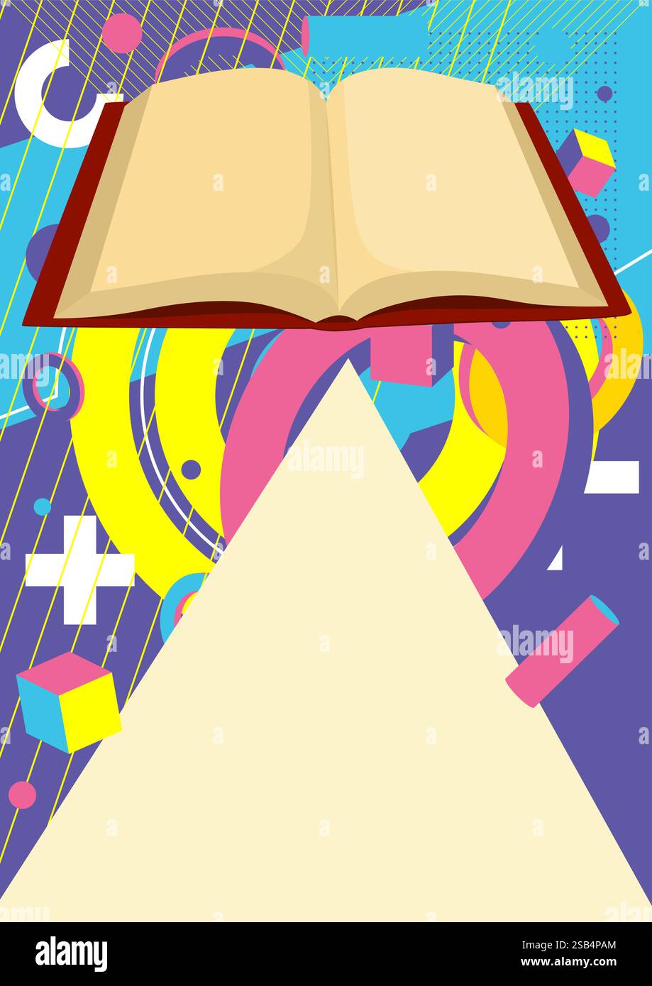 Book geometrical graphic retro theme background. Minimal geometric ...