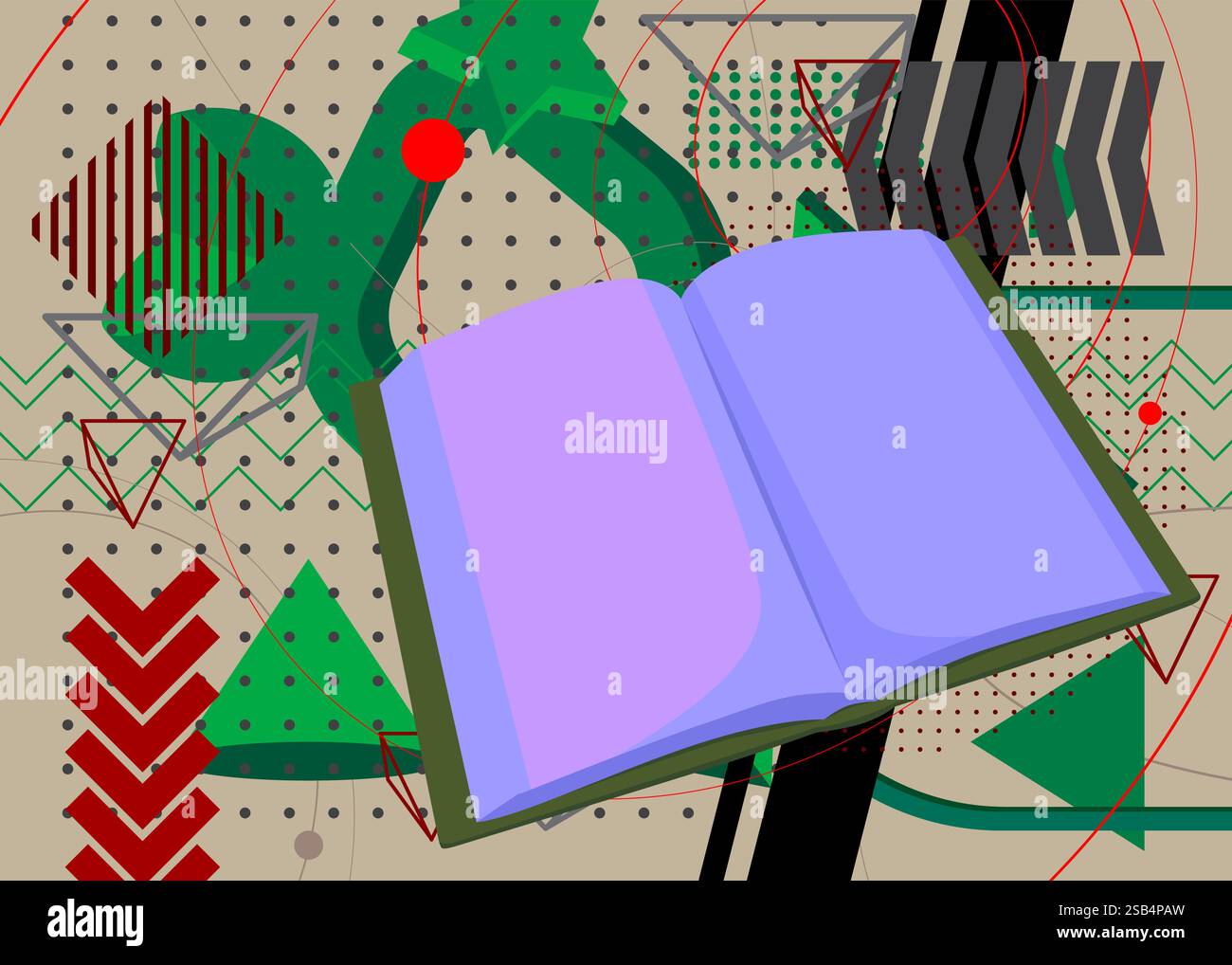 Book geometrical graphic retro theme background. Minimal geometric ...